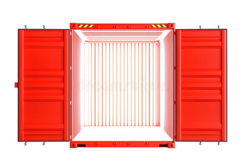 Empty Red Shipping Container with Removed Side Wall. 3d Rendering Stock ...