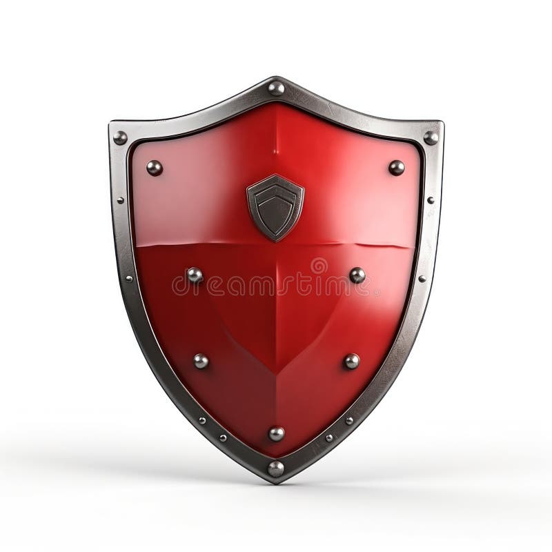 Red Metallic Shield with Copper Edges, Symbolizing Security, Protection ...