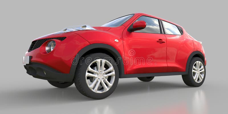 Red Metallic Subcompact Crossover SUV. 3d Rendering. Stock Illustration ...
