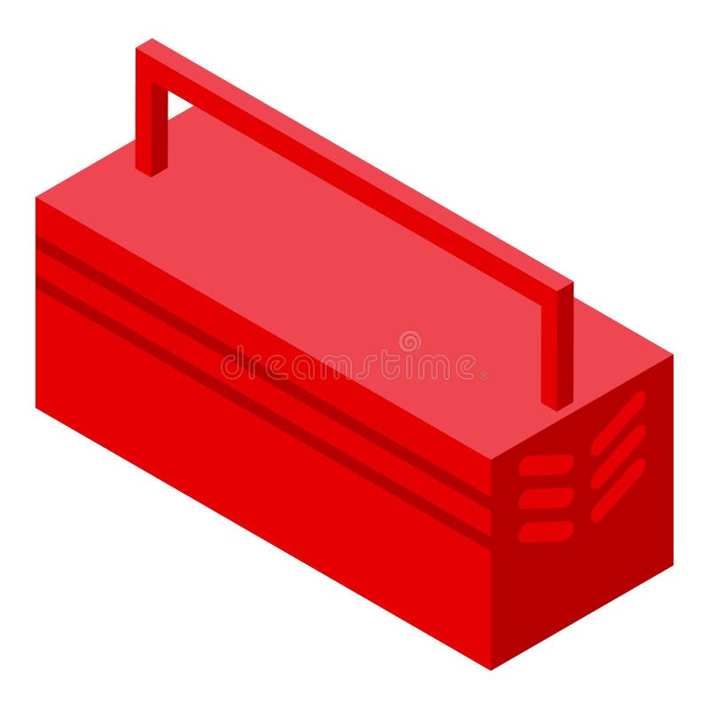 Red Metallic Toolbox Isometric Icon Showing Organizing and Storing ...