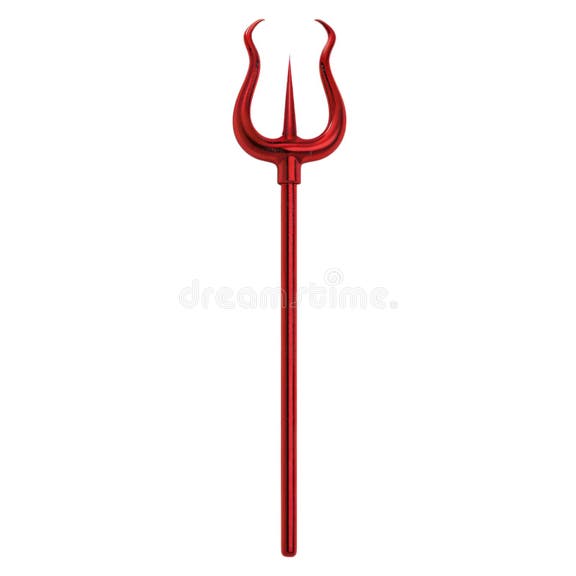 Red Metallic Trident with a Sharp Point and Curved Tines Stock Photo ...