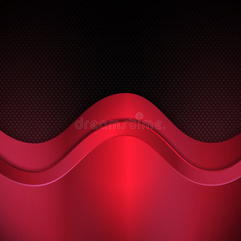 Red Metallic Wave Stripes on Dark Dot Background. Stock Vector ...
