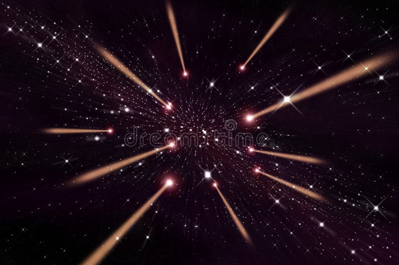 Red Meteor Flying in the Universe Stock Illustration - Illustration of ...