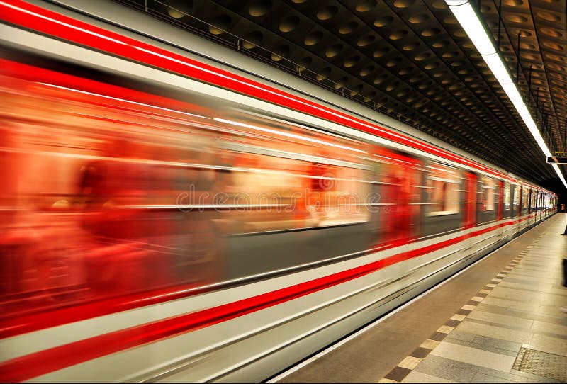 Red metro stock image. Image of blur, green, tunnel, prague - 39898679
