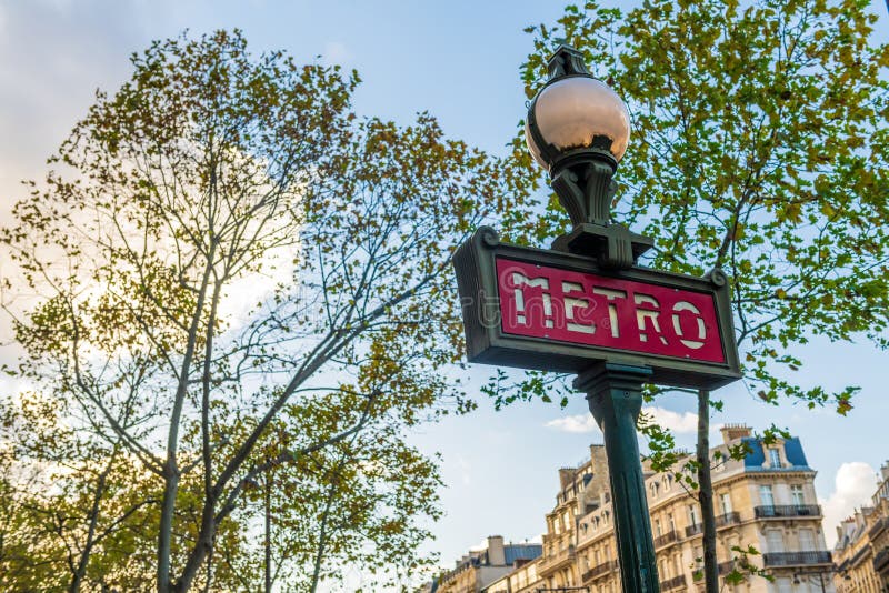 Red Metro Sign in Paris France Editorial Photography - Image of metro ...