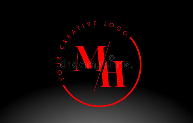 Red MH Serif Letter Logo Design with Creative Intersected Cut Stock ...