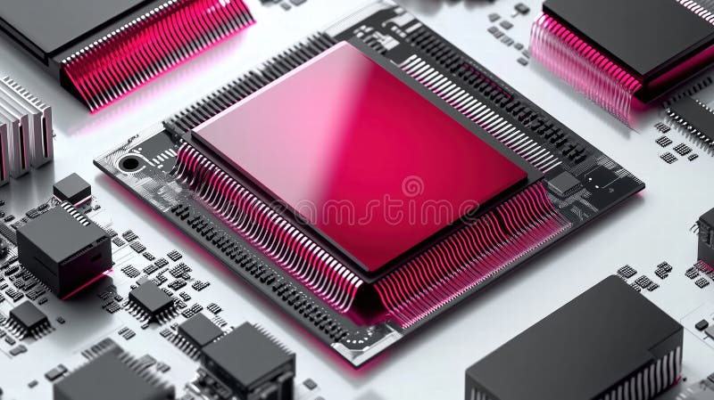 Red Microchip and Computer Technology. Stock Image - Image of graphics ...
