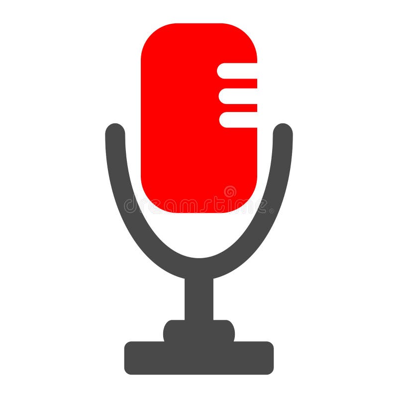 Red Microphone Flat Icon stock vector. Illustration of icon - 103552048