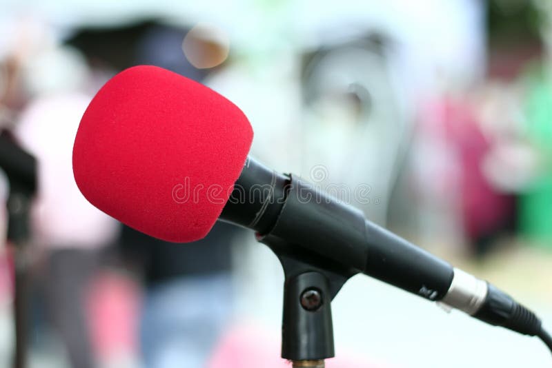Microphone With Red Windscreen Stock Photo - Image of equipment ...