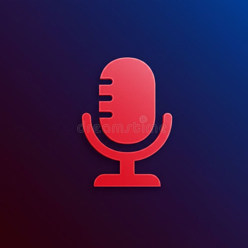 A Red Microphone Icon is Centered Against a Gradient Background ...
