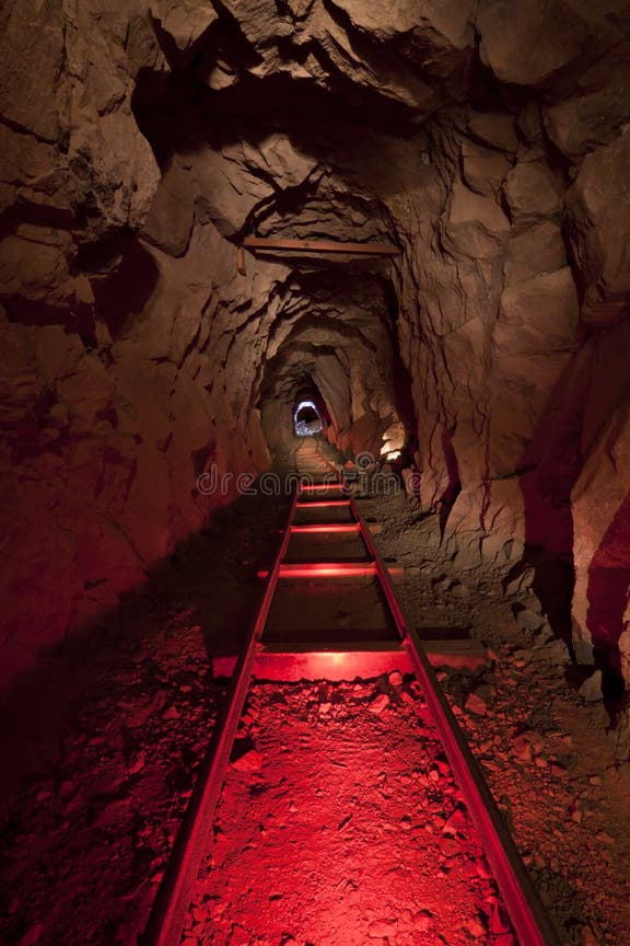 Red Mine Tracks stock photo. Image of lighting, miner - 23144706