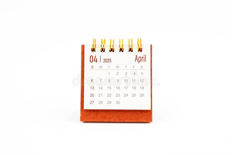 Red Mini Calendar April 2025 Year White Background Stock Photos - Free ...