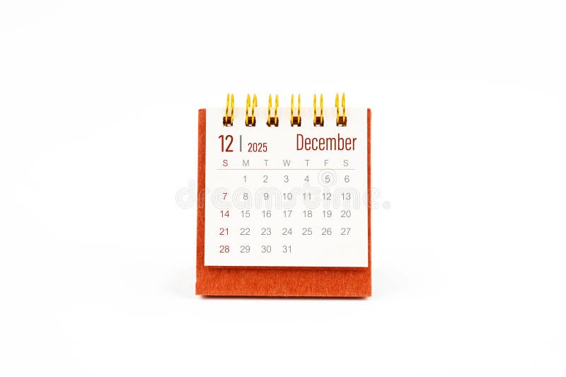 December Mini Calendar 2025 Year Red Background Stock Photos - Free ...