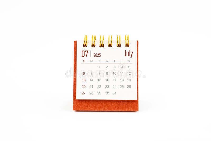 July Mini Calendar 2025 Year Red Background Stock Photos - Free ...