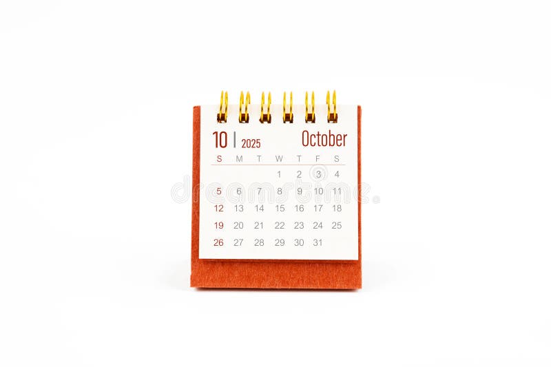 October Mini Calendar 2025 Year Red Background Stock Photos - Free ...