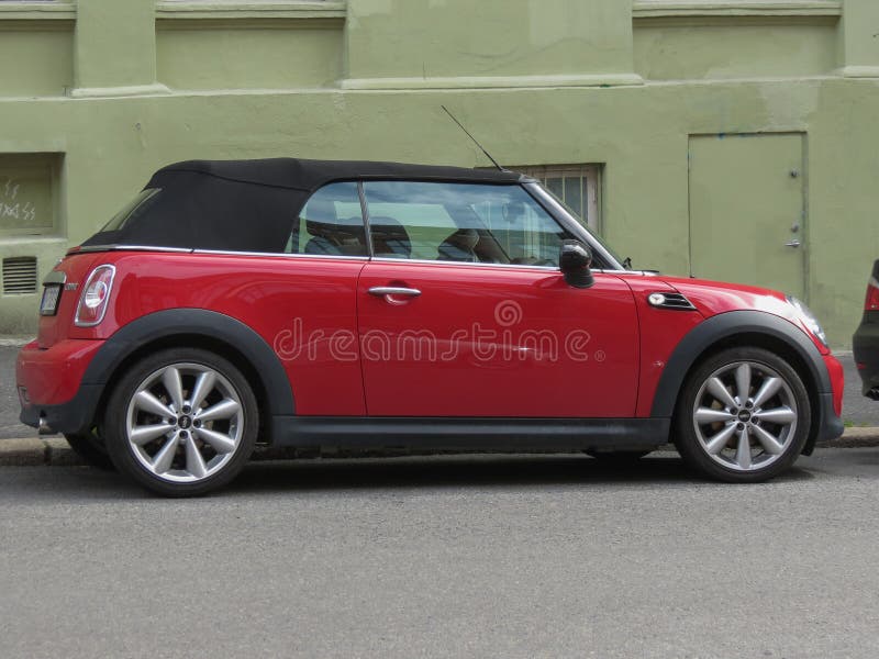Red Mini Cooper Car in Oslo Editorial Stock Image - Image of black ...