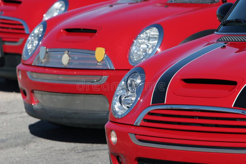 Red Mini Cooper cars stock image. Image of petrol, mirror - 1889335