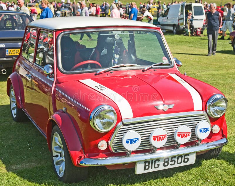 Red Mini Cooper at Forres Theme Day. Editorial Photography - Image of ...