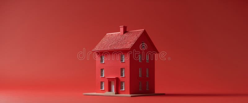 Red Miniature House Model on Red Background Stock Photo - Image of ...