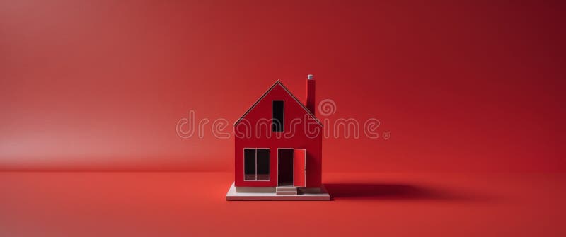 Red Miniature House Model on Red Background. Stock Photo - Image of ...