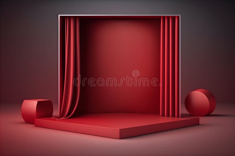 Red Minimal Podium for Product Presentation, Illustration Ai Generative ...