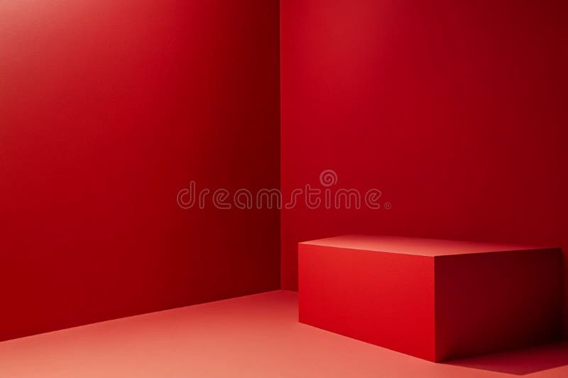 Red Minimalist Product Display Platform Background Studio Red Corner ...
