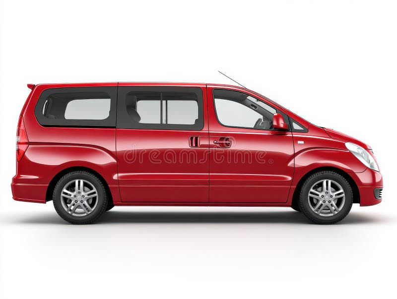 Red Minivan Studio Shot on White Background Stock Illustration ...
