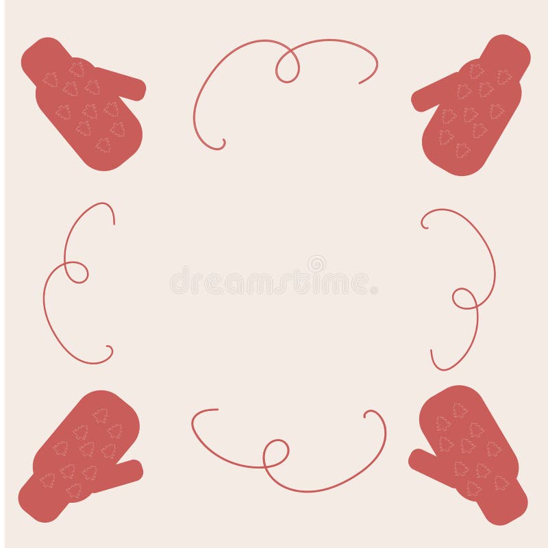 Red Mittens with a Christmas Tree Pattern with a White Outline Stock ...