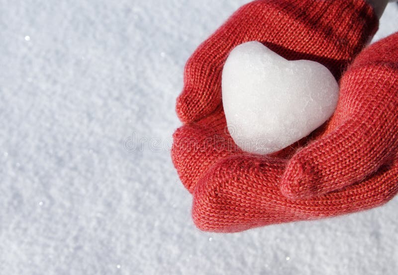 Red Mittens with Snow Heart Stock Photo - Image of love, winter: 29045210