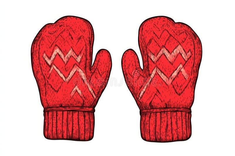 Red Mittens on White Background Stock Illustration - Illustration of ...