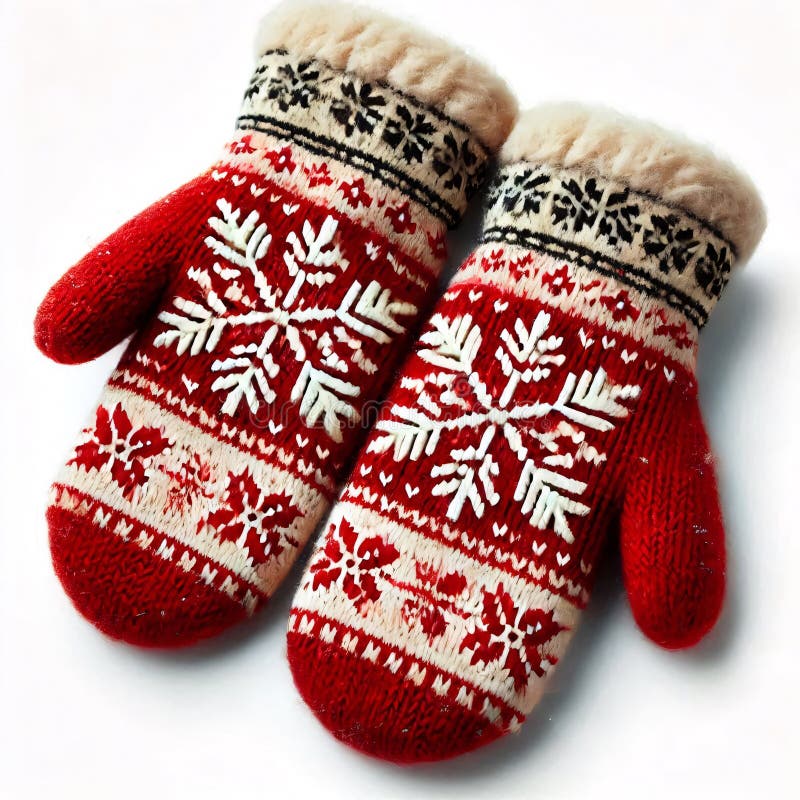 Red Mittens with White Snowflake Pattern, Perfect for Winter Warmth ...