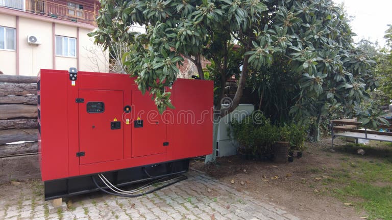 Red Mobile Diesel Generator for Emergency Electrical Power Stock Image ...