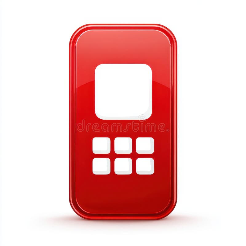 Glossy Red Mobile Phone Icon on White Background Stock Illustration ...