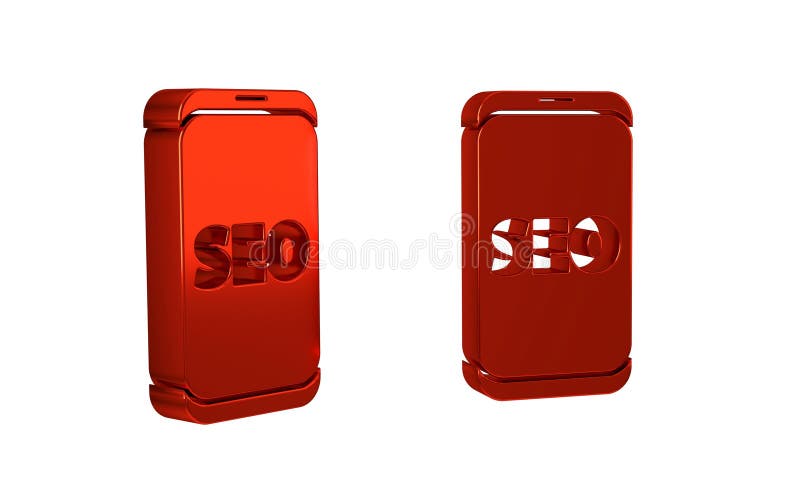 Red Mobile Phone SEO Optimization Concept Icon Isolated on Transparent ...