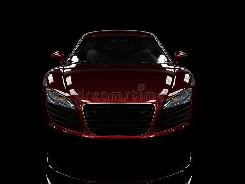 Red Modern Car Isolated on Black Background. Stock Illustration ...