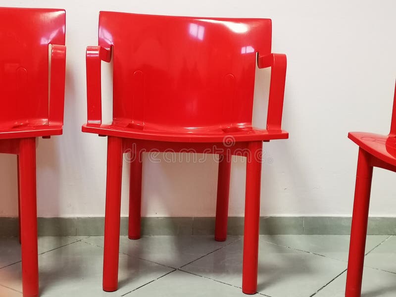 Red Modern Chairs in Waiting Room of an Italian Office Stock Photo ...
