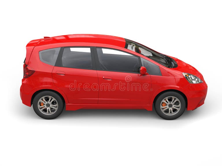 Red Modern Compact Car - Side View Stock Illustration - Illustration of ...