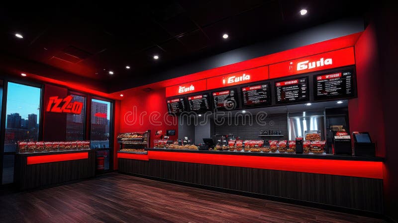 Red Modern Concession Stand Design Stock Illustration - Illustration of ...