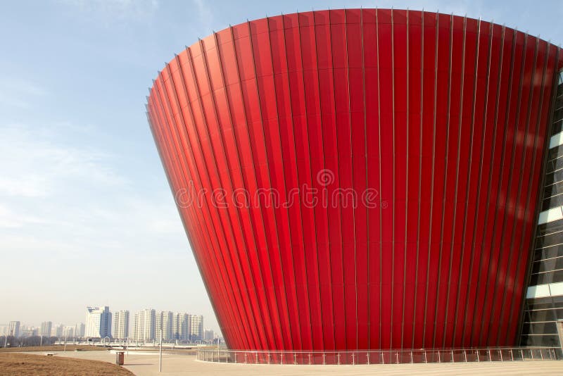 Red Modern Cup-shaped Building Stock Photo - Image of urban, chinese ...