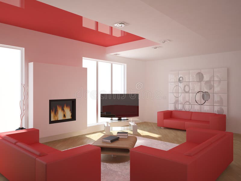 Red modern design interior stock illustration. Illustration of idea ...