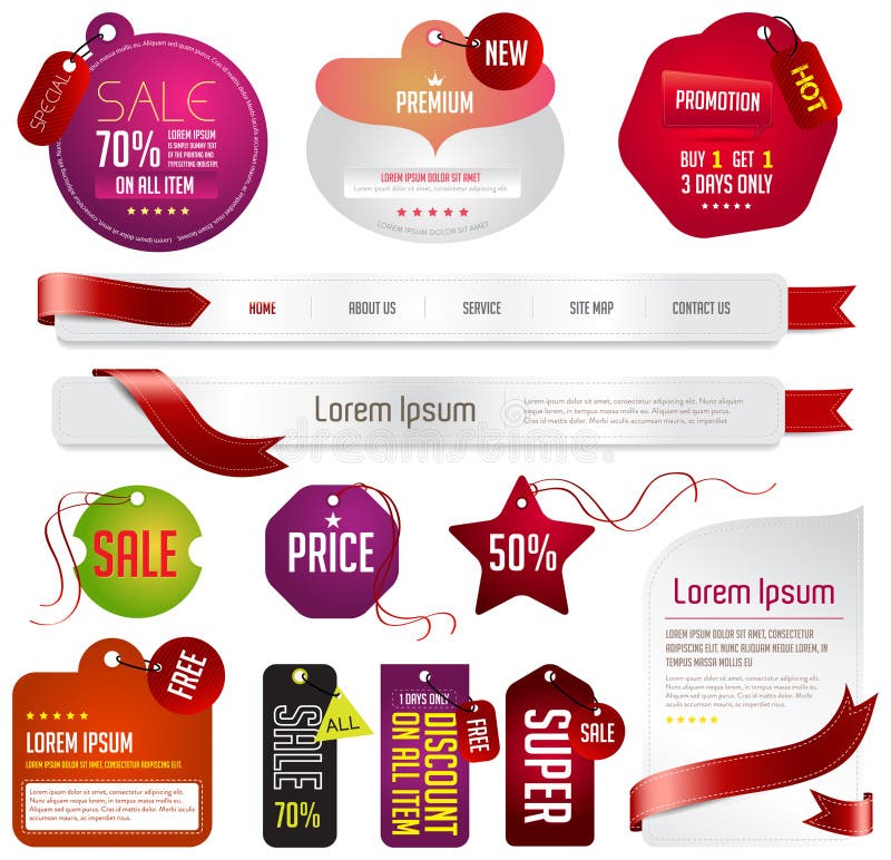 Red Modern Tags, Labels, and Headers Design with S Stock Illustration ...