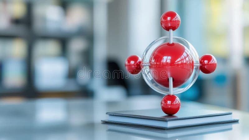 Red Molecular Model on a Desk Symbolizes Scientific Exploration and ...