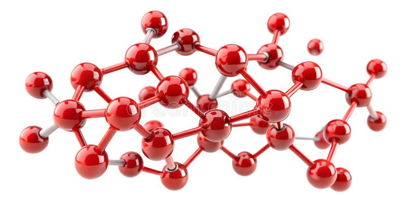 Red Molecular Structure Isolated on White Background Stock Illustration ...