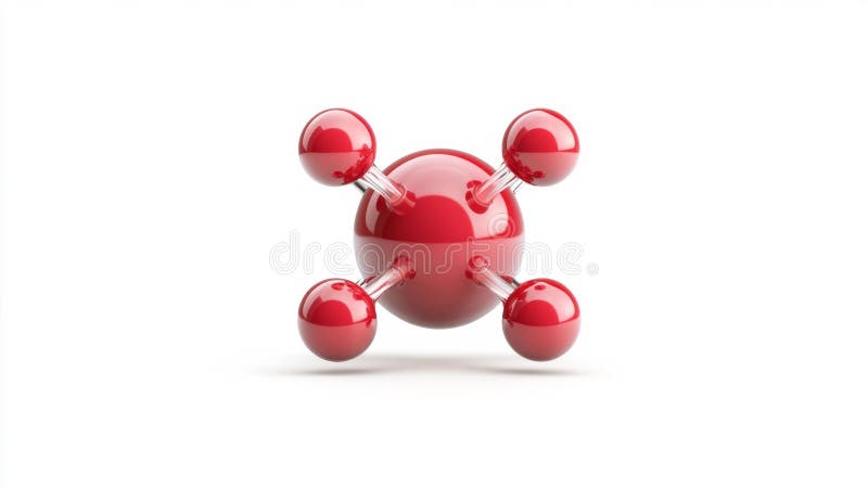 Red Molecule Isolated on a White Background Molecular Structure Stock ...