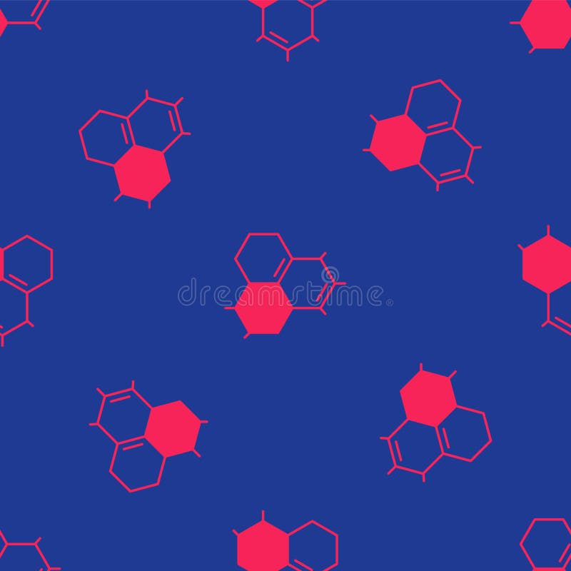 Red Molecule Oil Icon Isolated Seamless Pattern on Blue Background ...