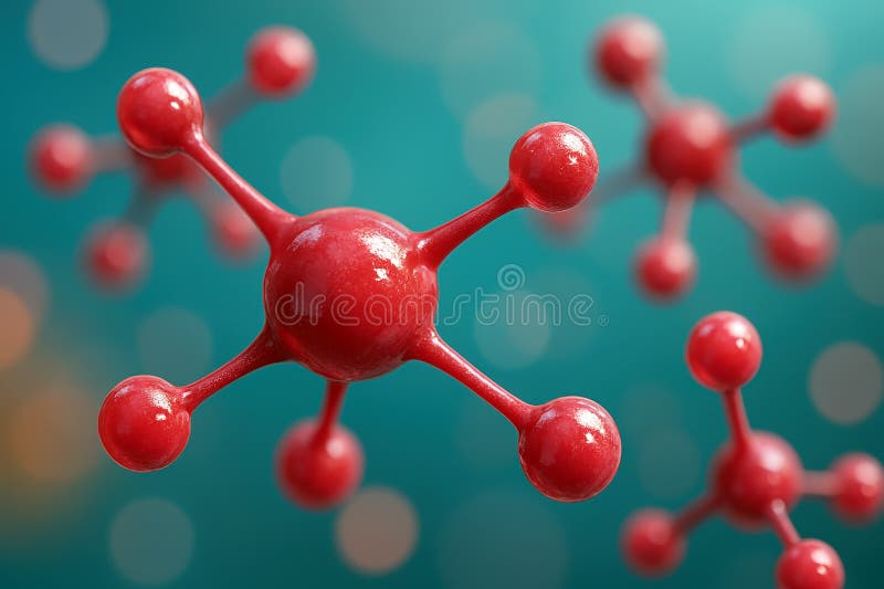 Red Molecule Structure Symbolizing Chemical Interaction Stock ...