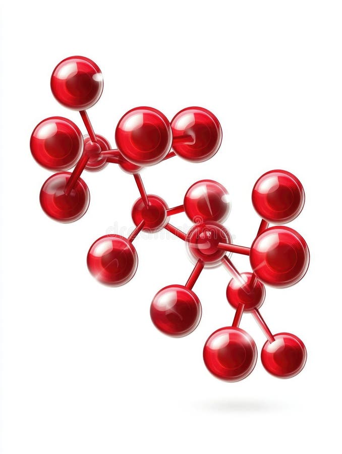 Red Molecule with a White Background Stock Photo - Image of small ...