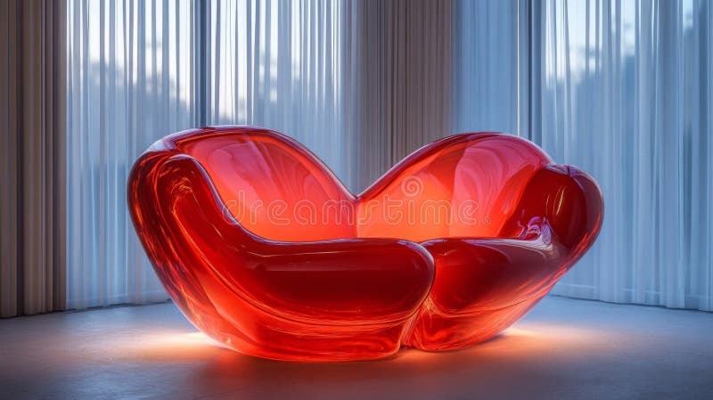 Red Molten Glass Heart Shaped Modern Sofa Stock Illustration ...