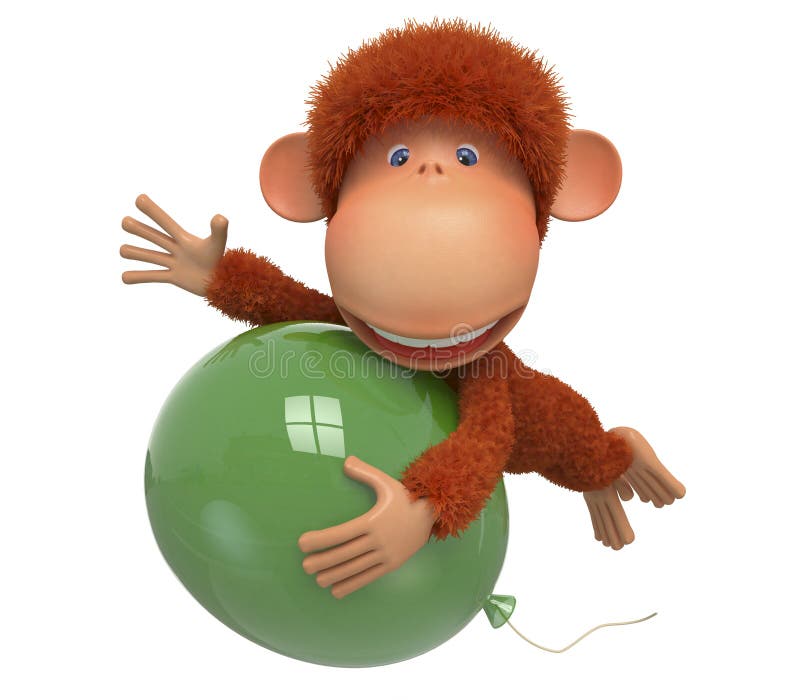 The Red Monkey with Balloon Stock Illustration - Illustration of ...
