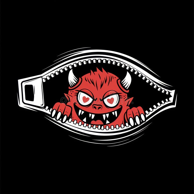 Red Monster Character Hidden in the Zipper Stock Illustration ...